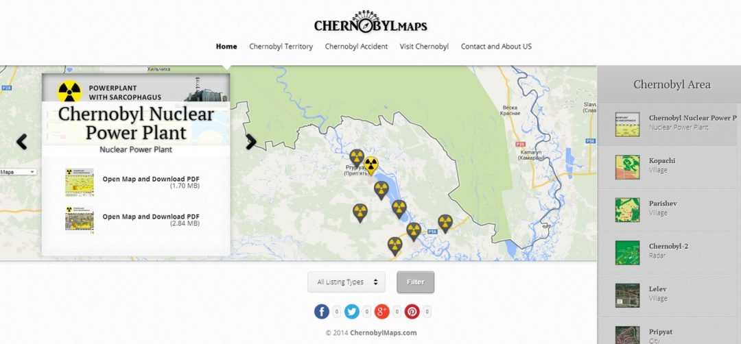 Podrobné mapy černobylské zóny – CHERNOBYLzone.cz